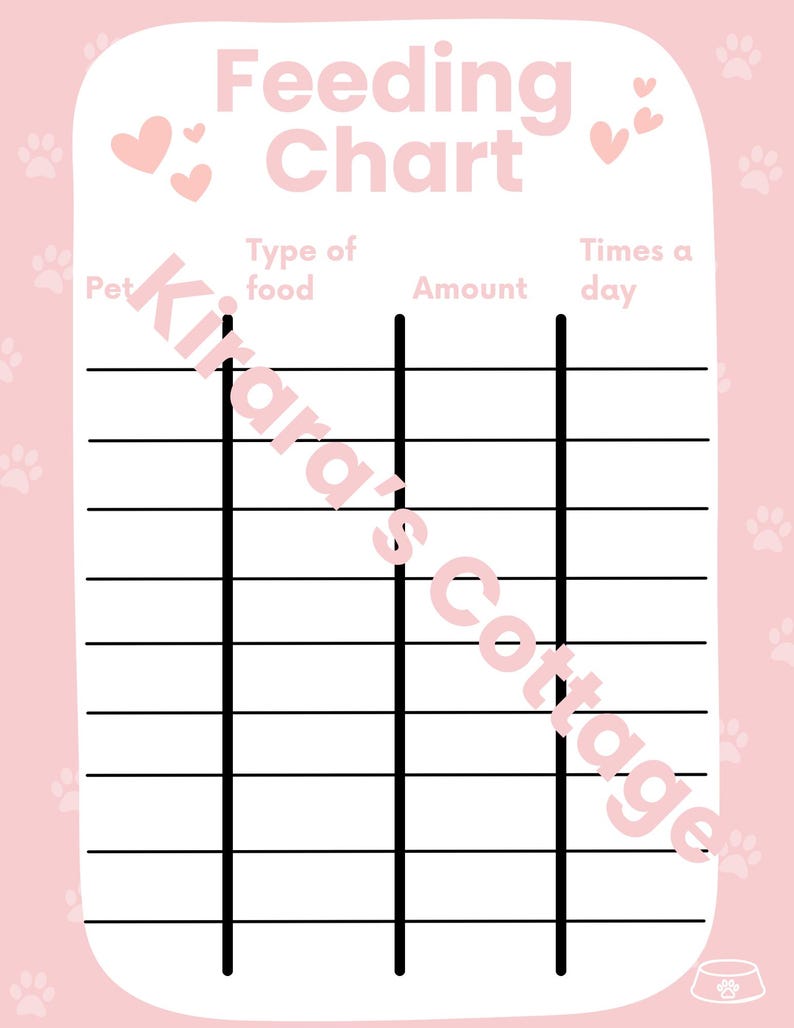 Pet Feeding Chart Printable – Pink Edition | Cute Pet Parent Planner ...
