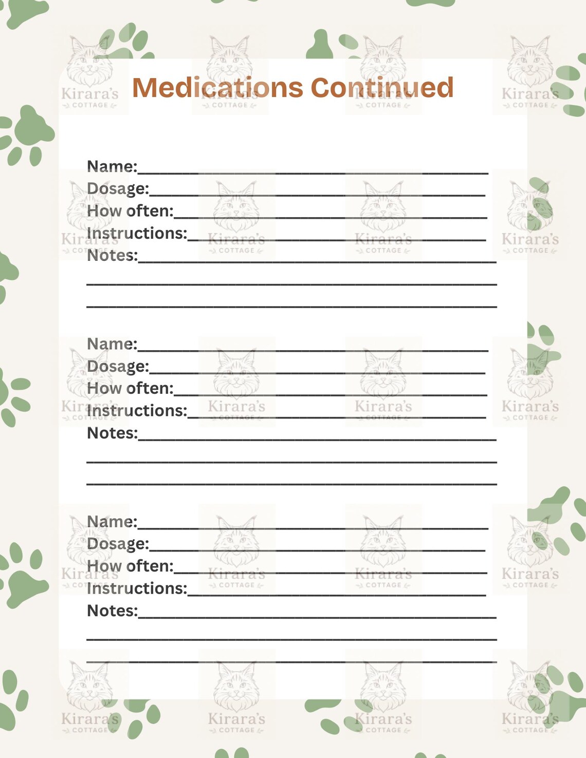 Editable Pet Discharge Form | Printable Veterinary Homecare ...