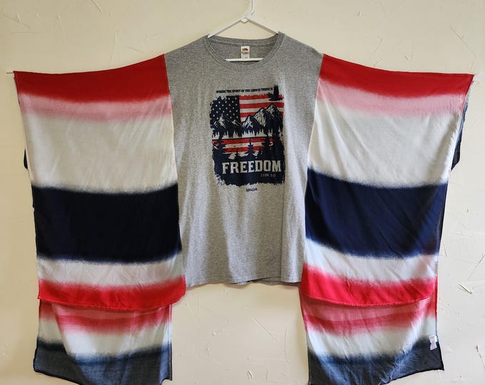 FREEDOM PONCHO CHRISTIAN, Patriotic 4th of July, Lightweight Upcycled ...