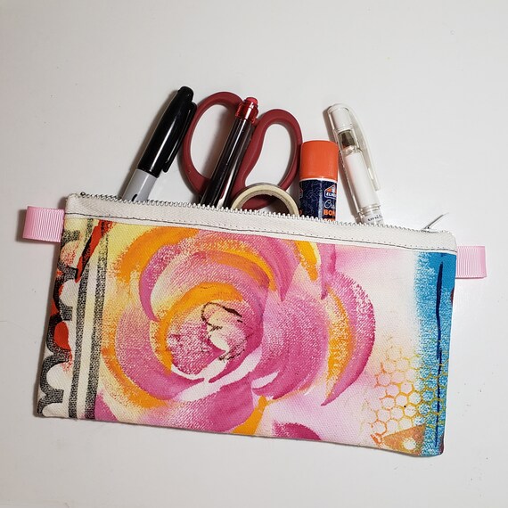 Messy Artsy Hand Painted Zipper Pencil Pouch One of a Kind - Etsy