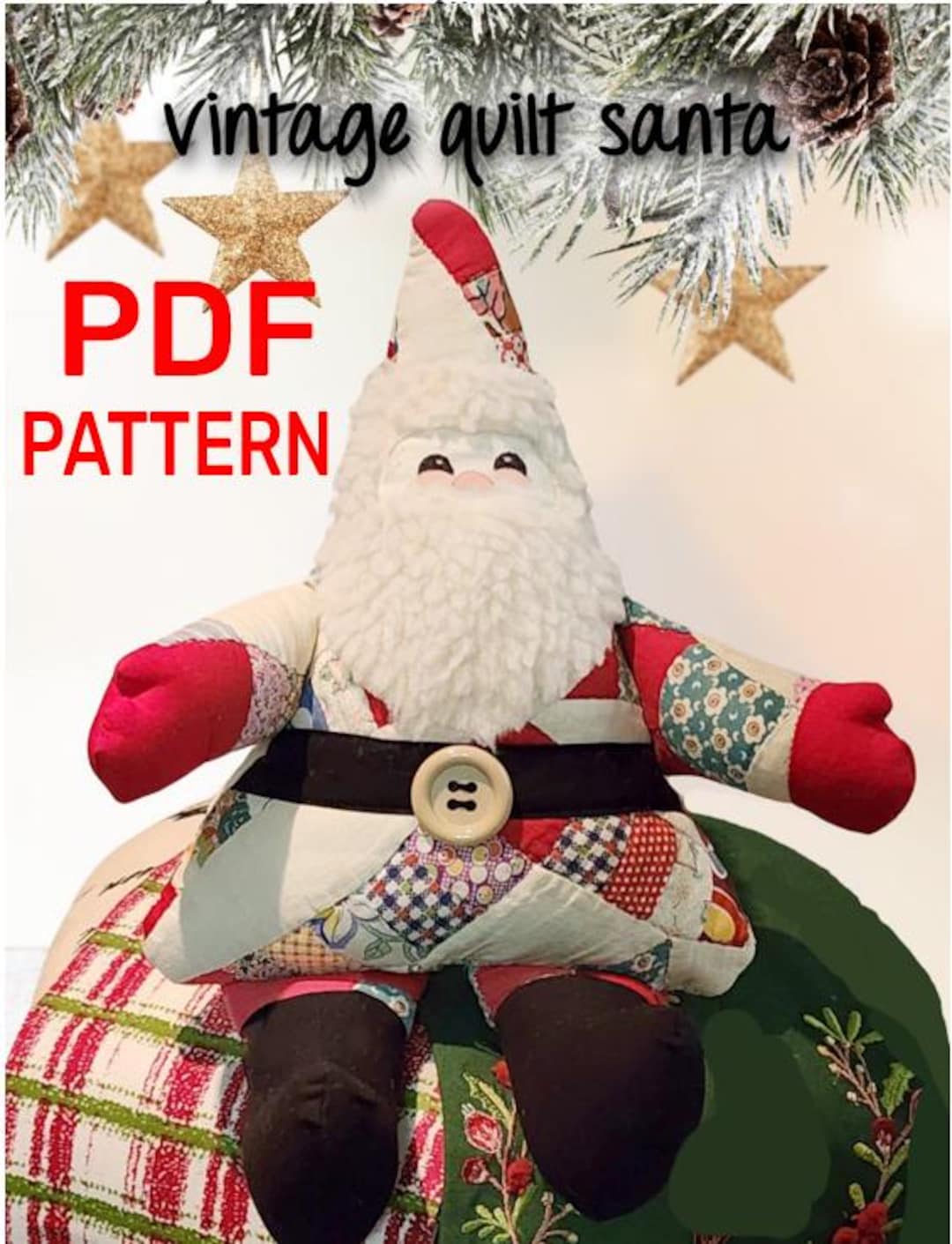 Quilt Santa Sewing Pattern: Easy Shelf Sitter (PDF Download) - Etsy