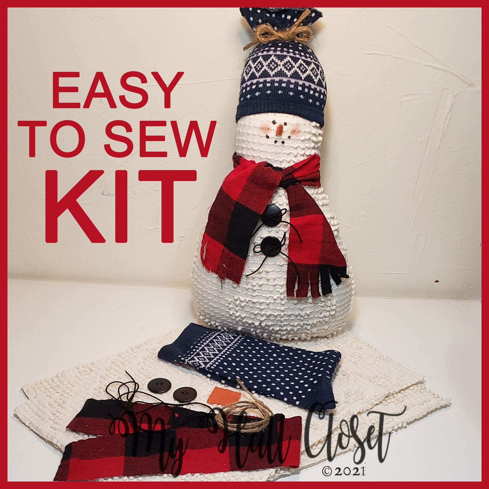 SNOWMAN KIT Easy to Sew Includes Vintage Chenille, Christmas Decor, DIY ...