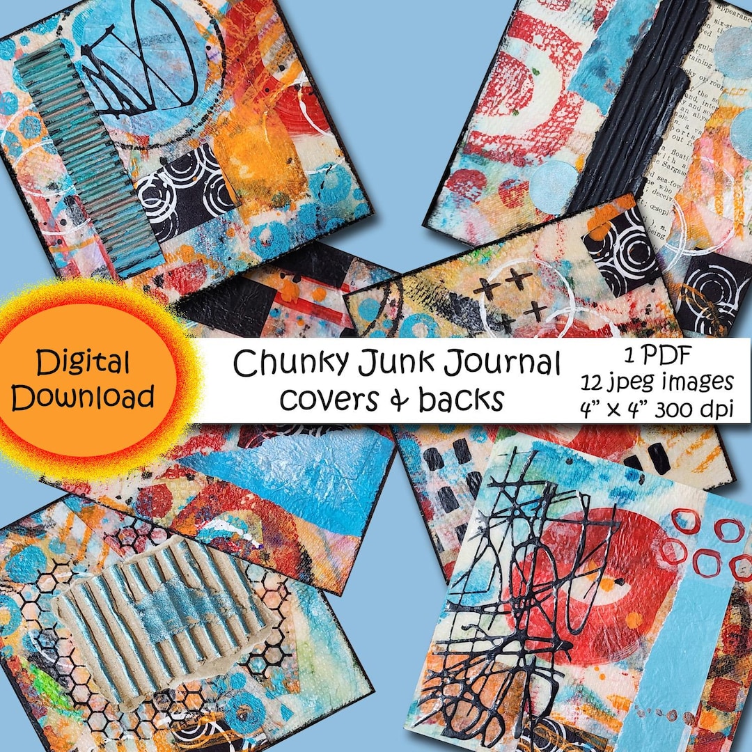 CHUNKY JUNK Journal Covers Front and Back Set - 6 PDF Digital Pages 12 ...