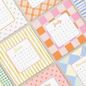 2026 Mini Calendar | Bold Pattern | Square Monthly Desk Calendar Set ...
