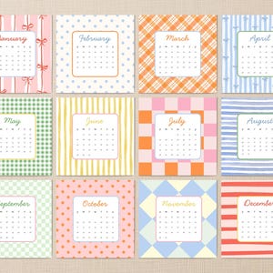 2026 Mini Calendar | Bold Pattern | Square Monthly Desk Calendar Set ...
