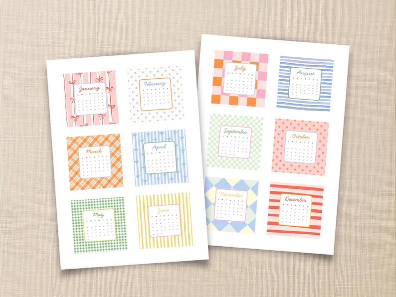 2026 Mini Calendar | Bold Pattern | Square Monthly Desk Calendar Set ...