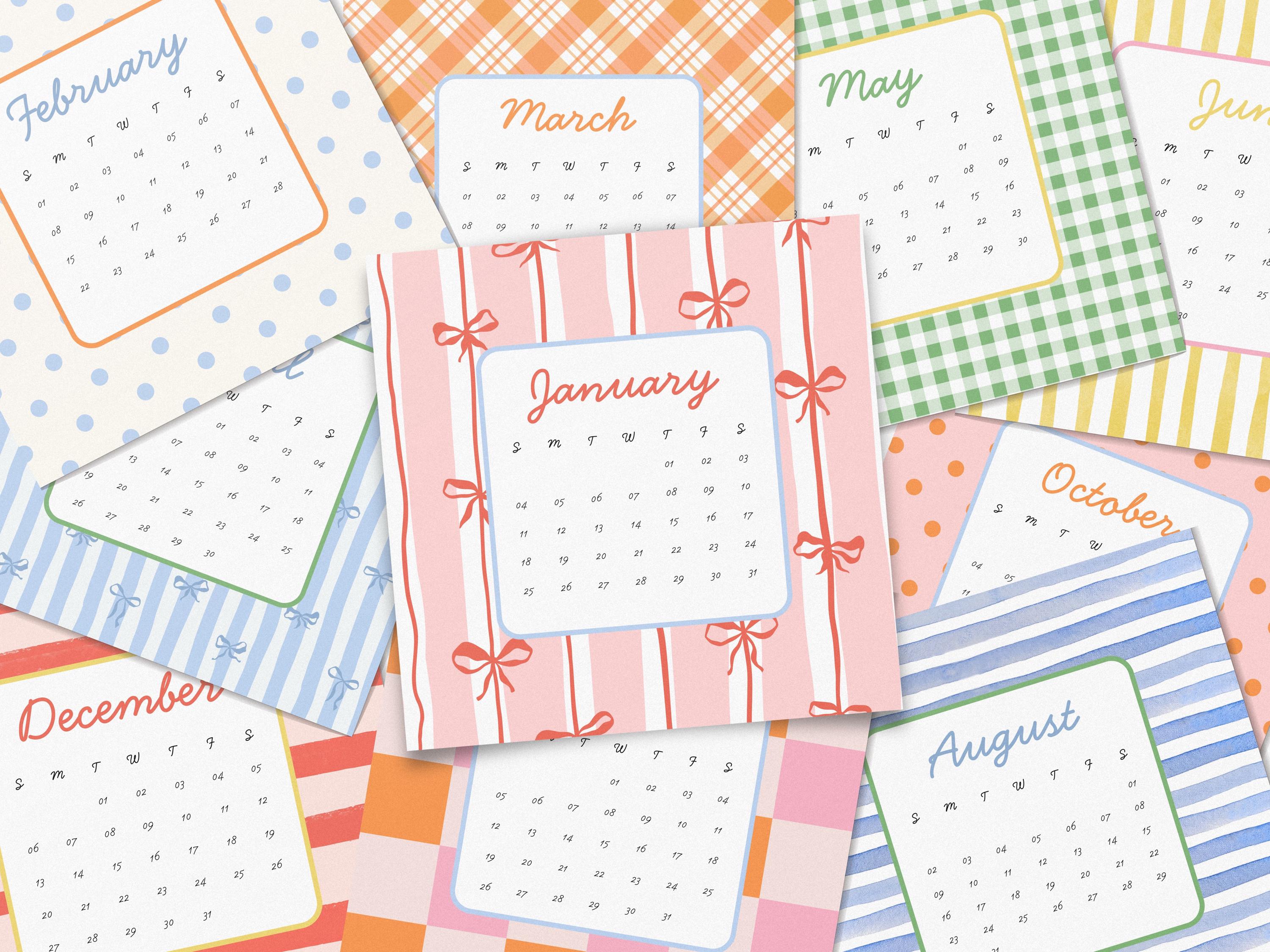 2026 Mini Calendar | Bold Pattern | Square Monthly Desk Calendar Set ...
