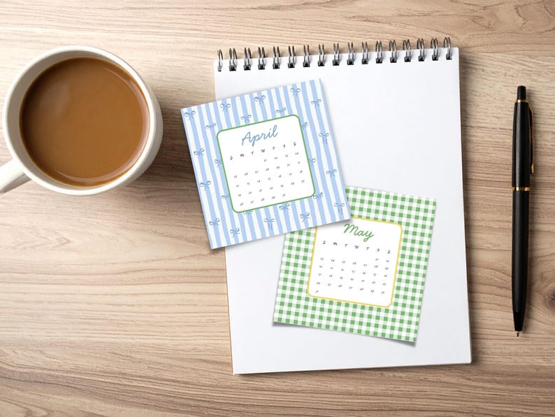 2026 Mini Calendar | Bold Pattern | Square Monthly Desk Calendar Set ...