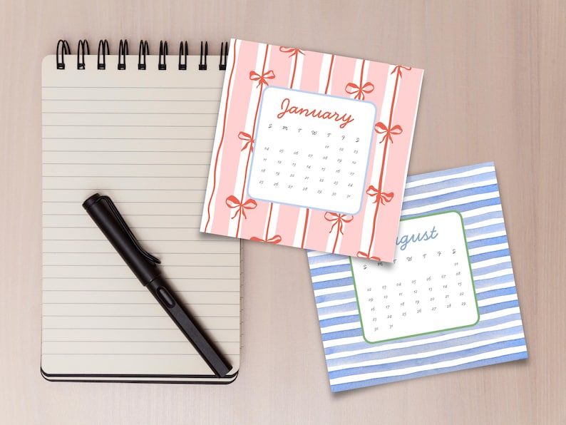 2026 Mini Calendar | Bold Pattern | Square Monthly Desk Calendar Set ...