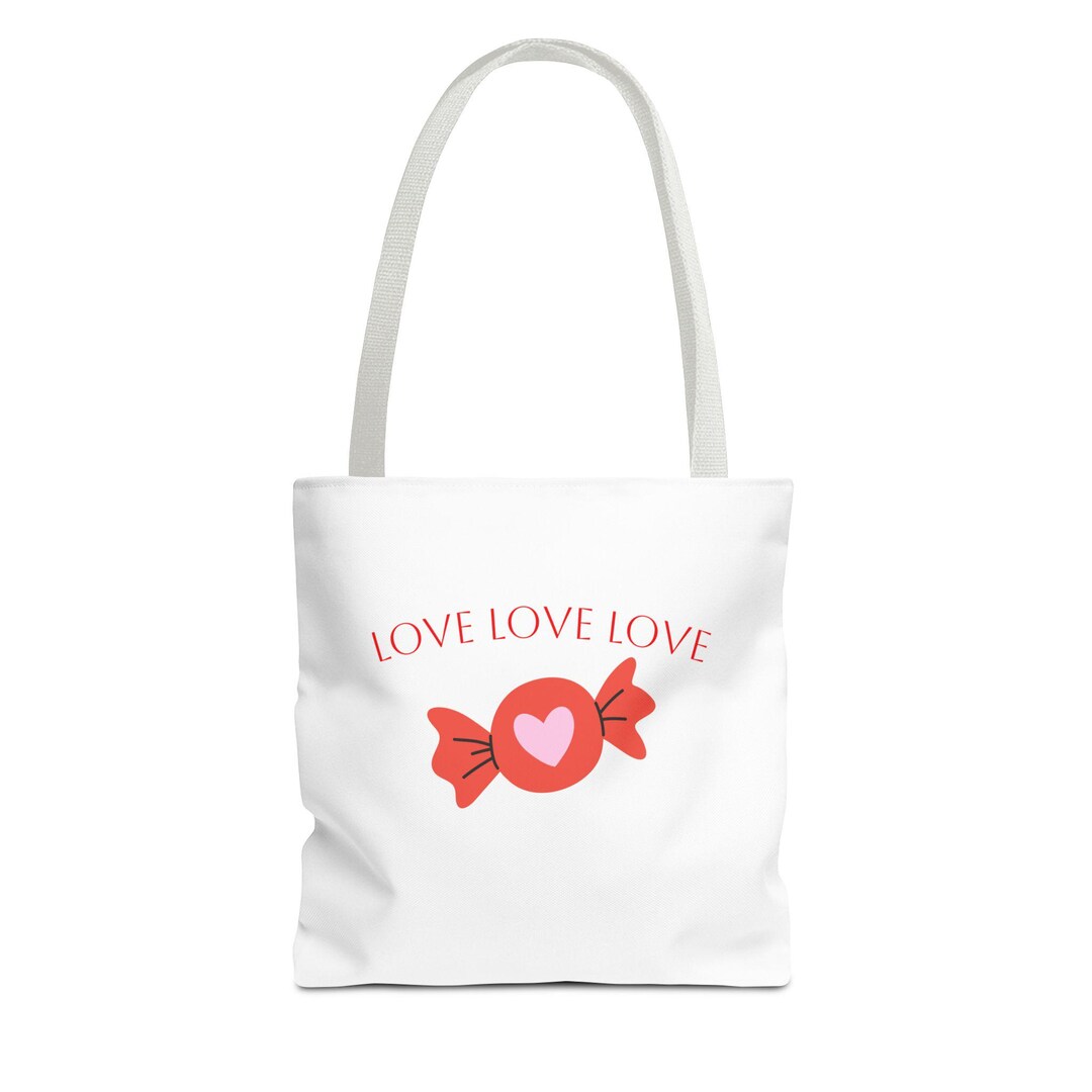 Love Candy Heart Tote Bag | Valentine Heart Candy Design - Etsy