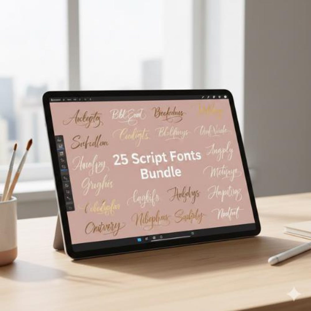 25 Script Fonts Bundle | Elegant Handwritten Calligraphy Font Pack ...