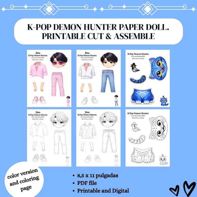 Chibi K-pop Demon Hunter Paper Doll | Printable Cut & Assemble ...