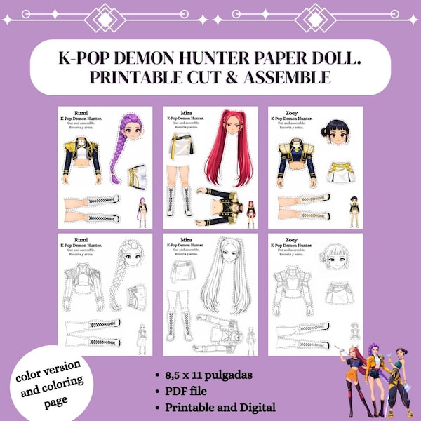 Huntrix Paper Doll - Etsy