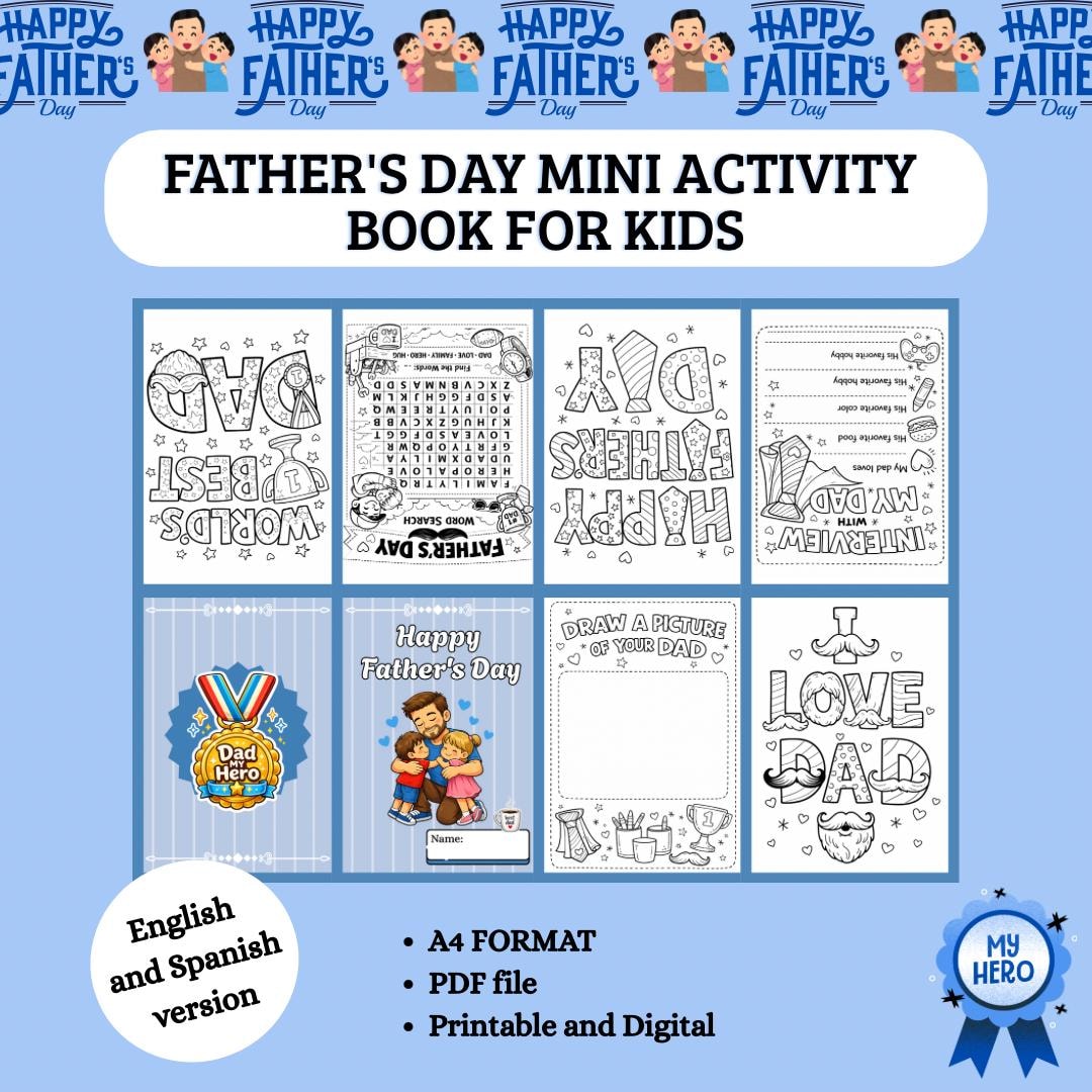 Father's Day Mini Activity Book for Kids Printable | Father's Day ...