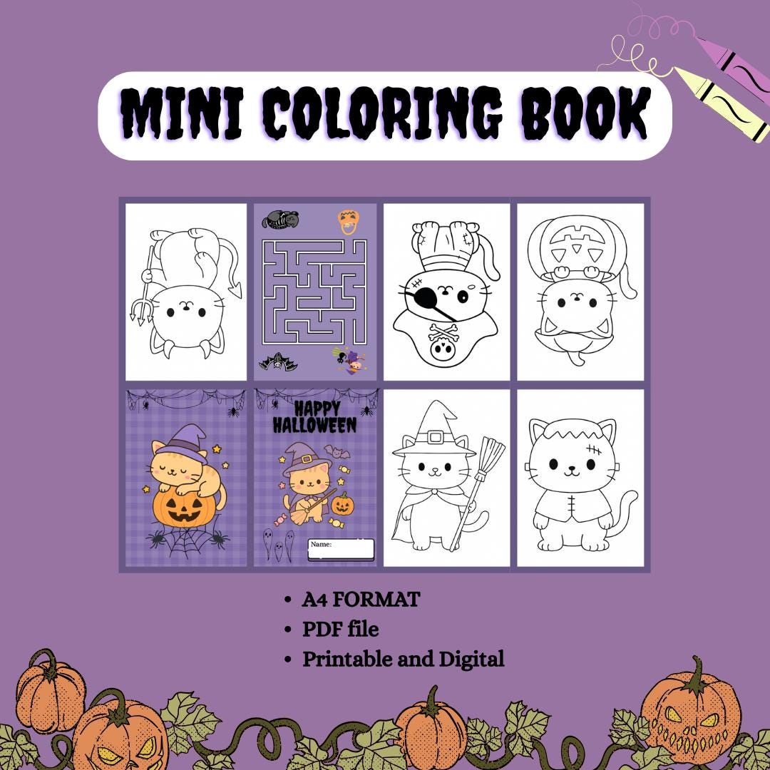Mini libro para colorear de Halloween | Mini Halloween Coloring Book ...