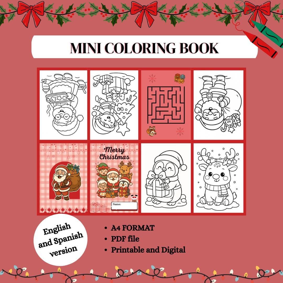 Christmas Coloring Mini Book | Mini Christmas Coloring Book | Digital ...