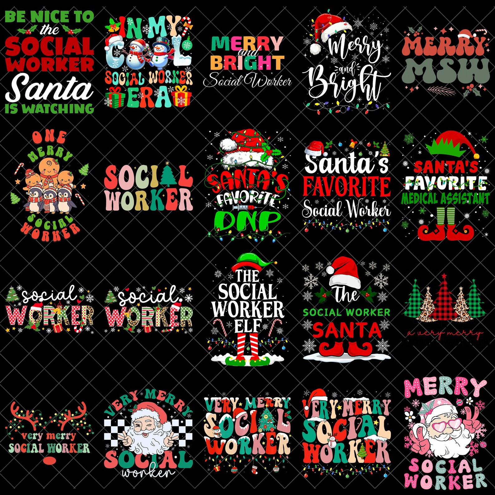 Social Worker Christmas PNG for Social Work Gift for Christmas PNG Social Worker Crew Christmas ...