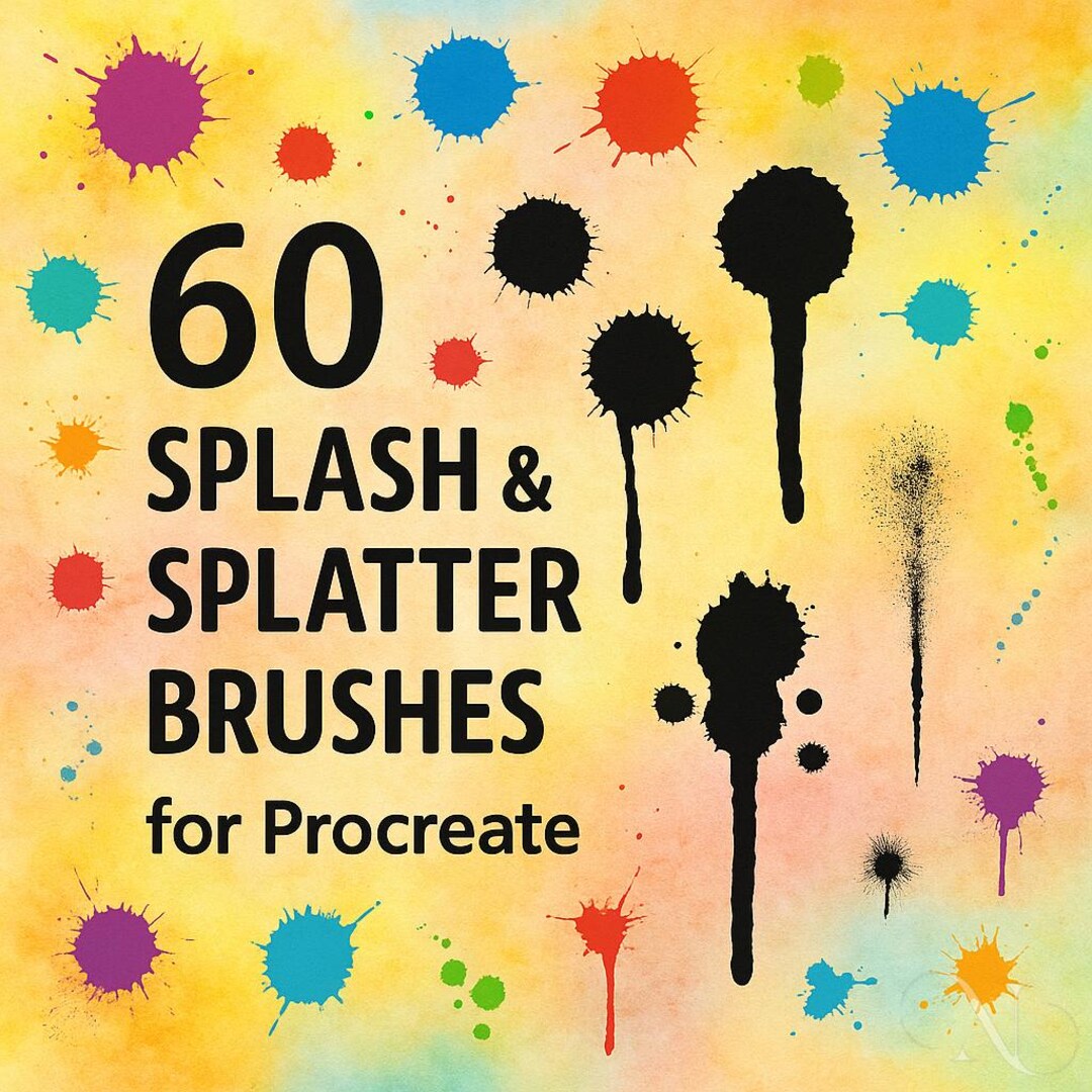 60 Splash and Splatter Brushes for Procreate, Realistic Ink and Paint ...
