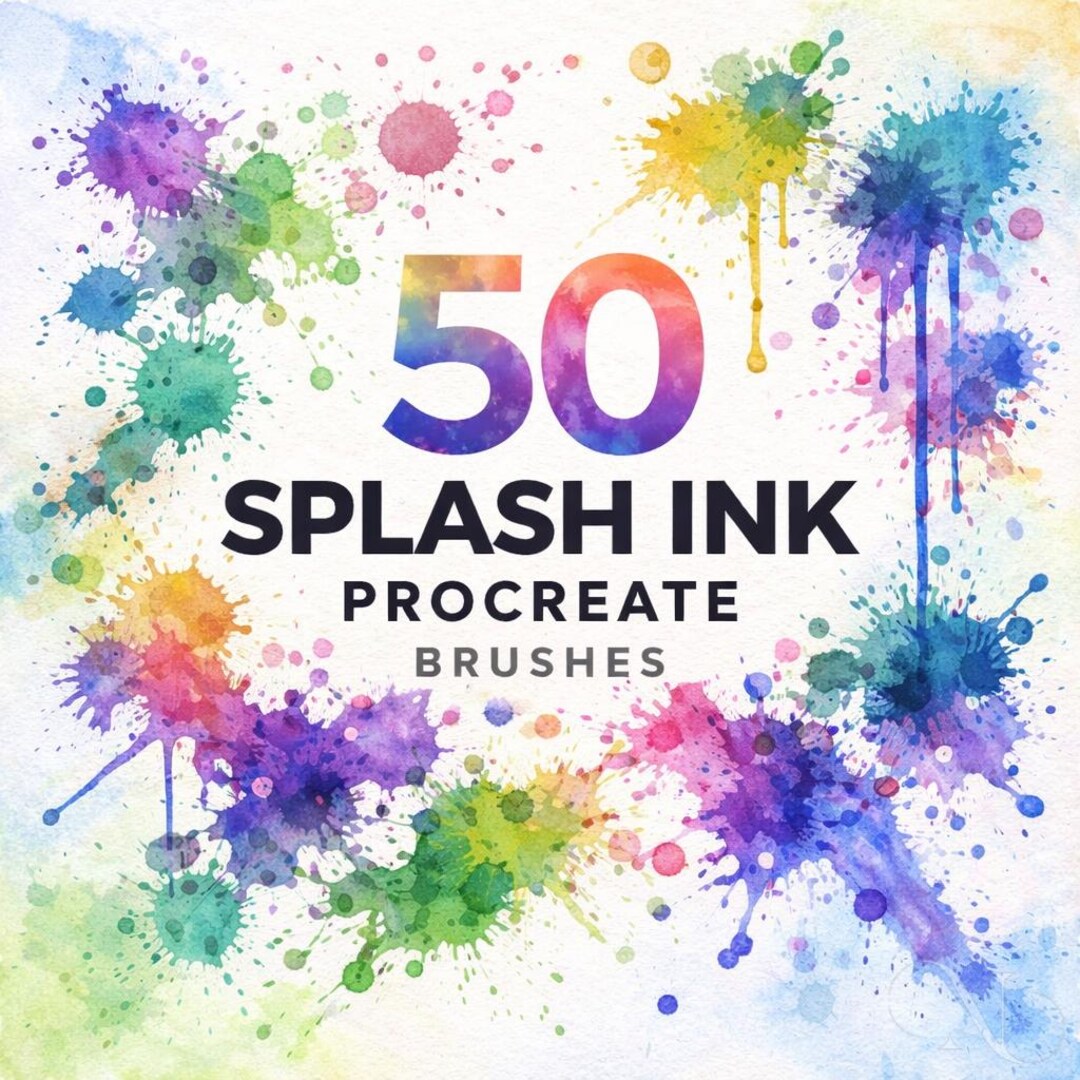 50 Splash Ink Procreate Brushes, Paint Splatter Stamps, Ink Drip ...
