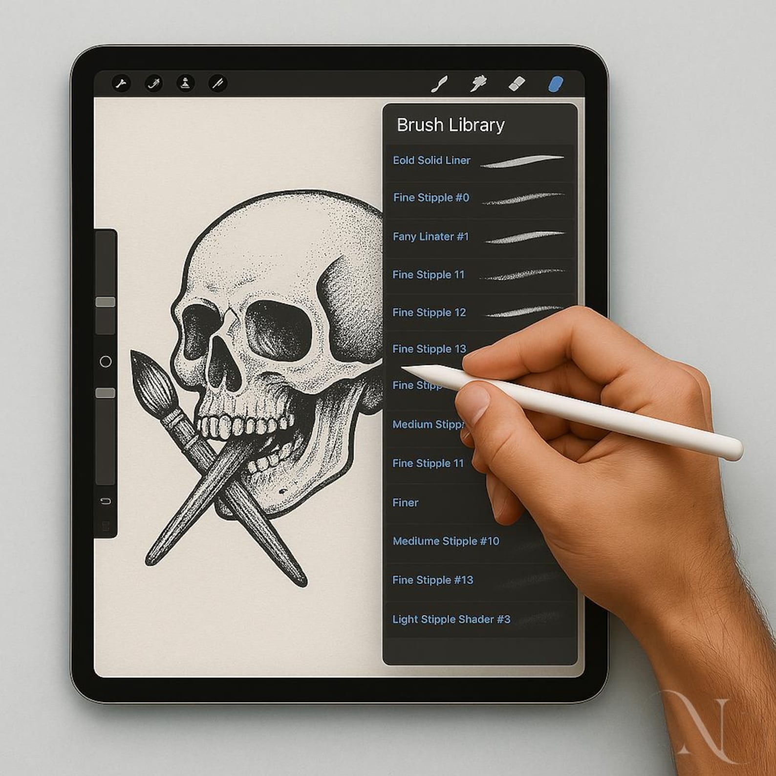 120 Tattoo Ink Brushes for Procreate, Stipple, Shading, Liner, Blender ...