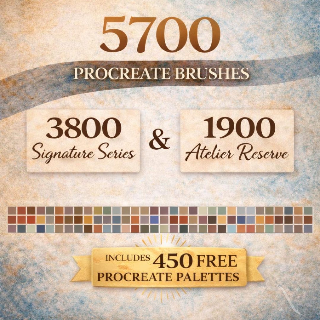 5700 Procreate Brushes Stamps Mega Bundle, 450 Palettes Color Set ...