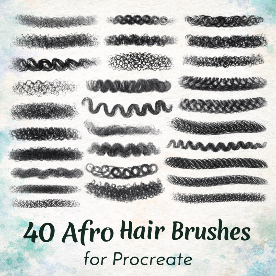 40 Afro Hair Procreate Brushes, Realistic Curly, Coily Textured Hair ...