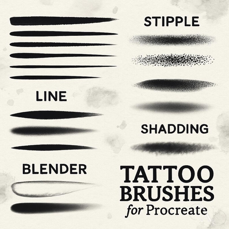 120 Tattoo Ink Brushes for Procreate, Stipple, Shading, Liner, Blender ...