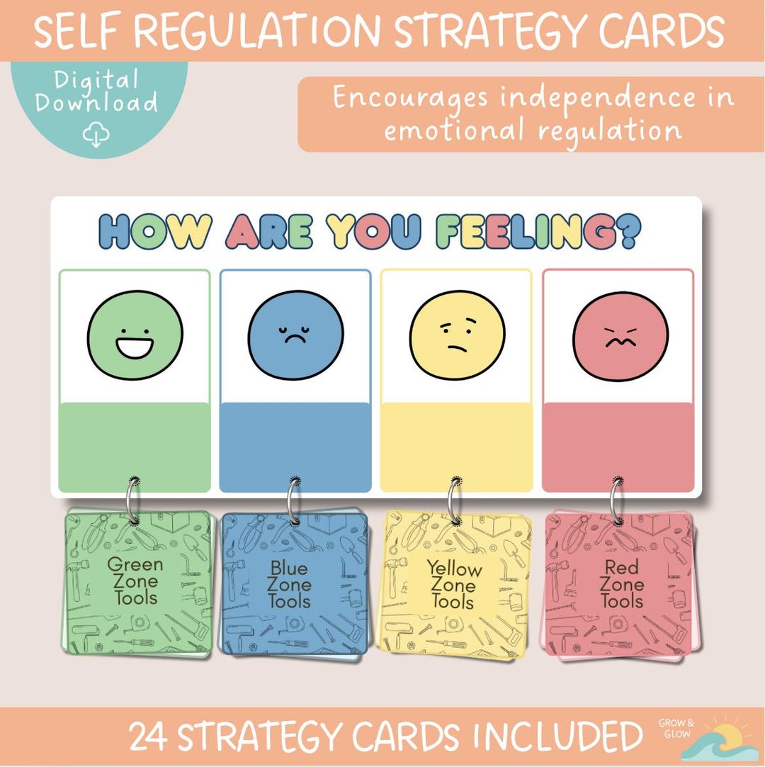 Self Regulation Zone Strategy Cards, Calming Corner Tools, Identifying ...