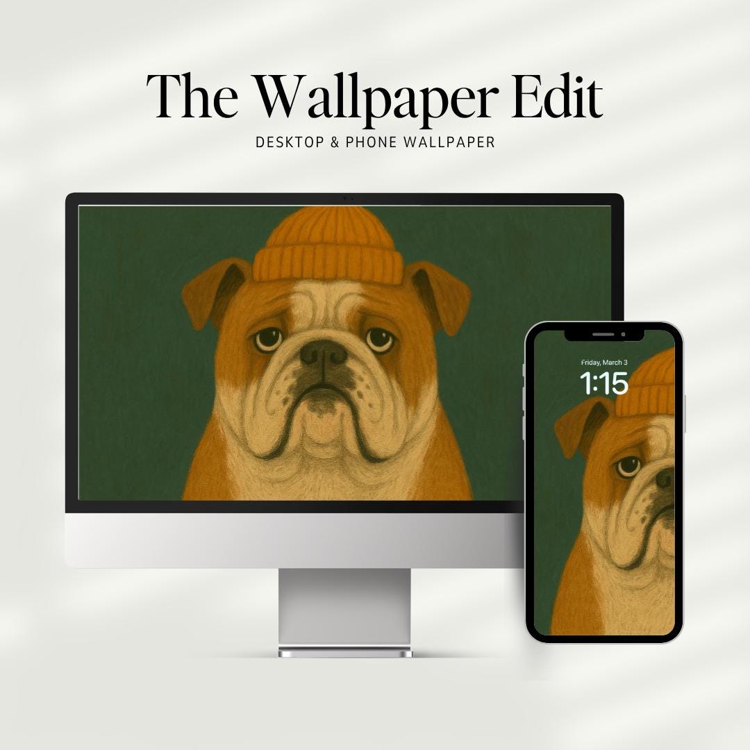 Bulldog Fall Wallpaper: Cozy Dog Art for Desktop & Phone (digital ...