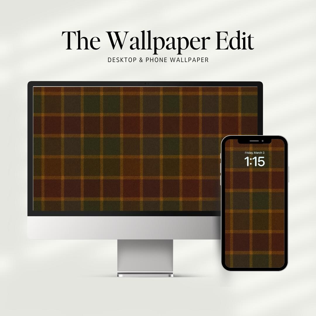 Olive and Rust Plaid Wallpaper: Warm Flannel Texture (digital PNG ...
