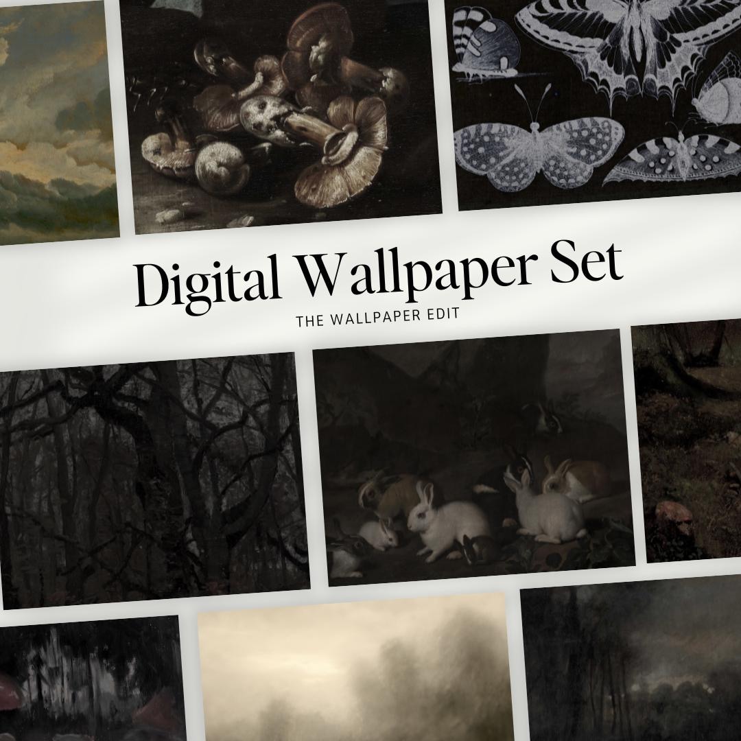 Gothic Art Desktop Wallpaper Set: Moody Vintage Darkness (digital ...