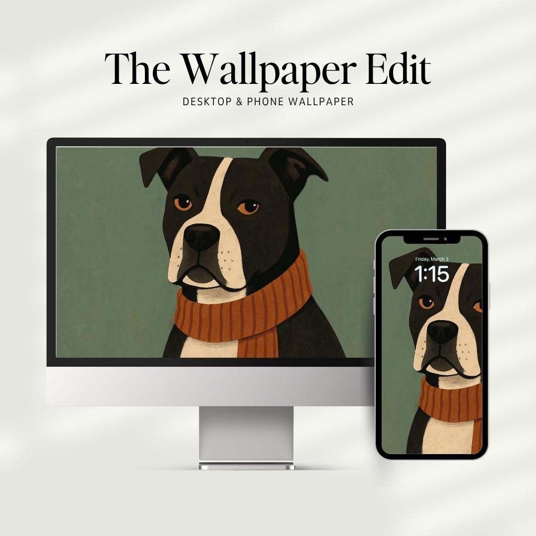 Pitbull Fall Wallpaper: Cozy Autumn Dog Art (desktop & Phone) - Etsy