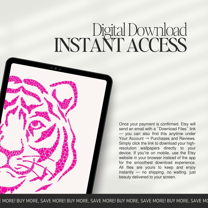 Hot Pink Tiger Desktop Wallpaper: Trendy Girly Art (JPG Download) - Etsy