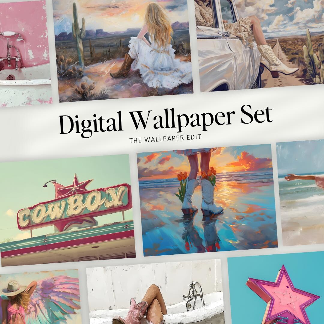 Cowgirl Aesthetic Wallpaper Set | Western Pink Desktop Backgrounds ...