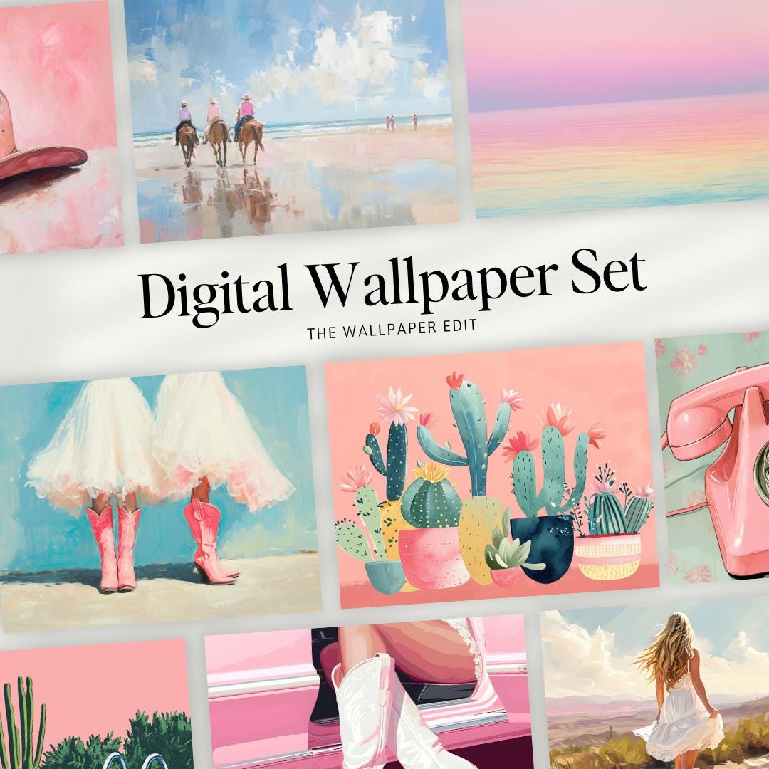Cowgirl Aesthetic Wallpaper Set | Western Pink Desktop Backgrounds ...