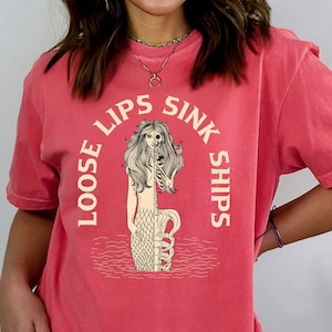 Mermaid Pirate Shirt Skeleton Sailor Tee Gossip Lies Shhh Ship Captain ...