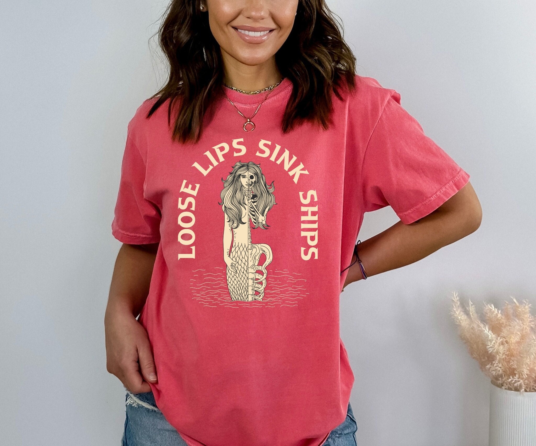 Mermaid Pirate Shirt Skeleton Sailor Tee Gossip Lies Shhh Ship Captain ...