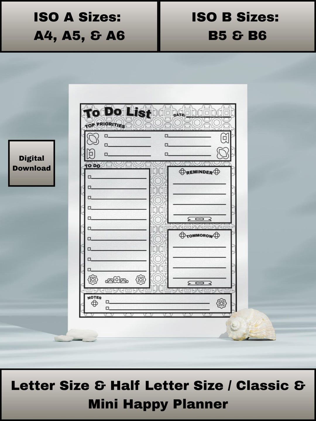 Coloring Page to Do List Printable, ISO A & B Series, Happy Planner ...