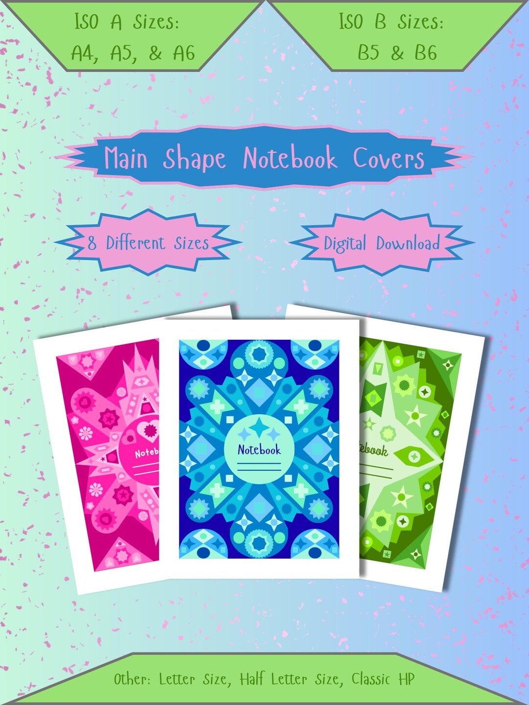 Main Shapes Notebook Covers: Colorful Printable DIY Stationery (A4 ...