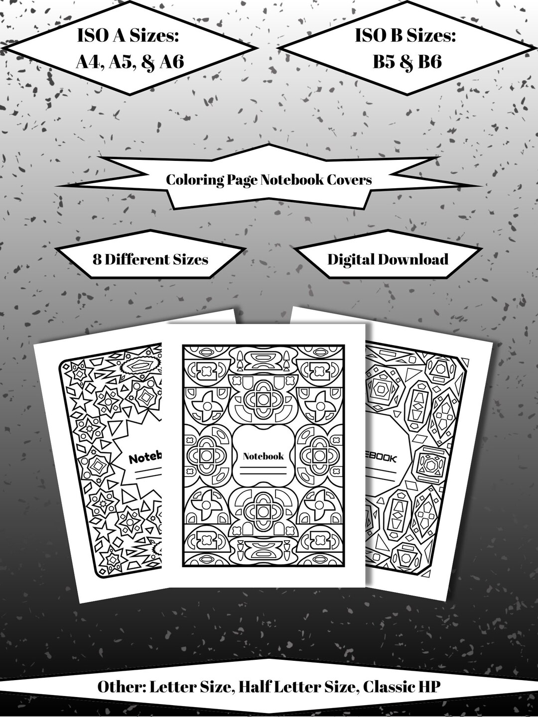 Coloring Pages Notebook Covers: Complex Printable DIY Stationery (A4 ...