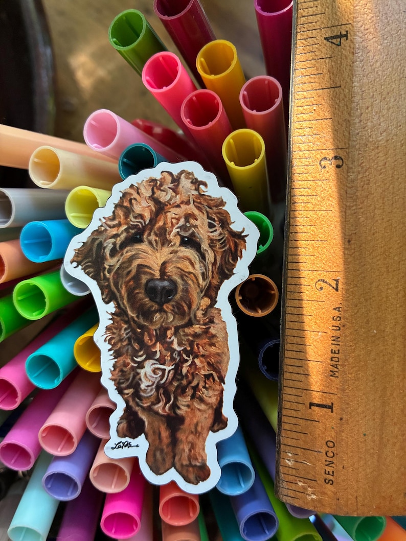 Golden Doodle Vinyl Sticker, Dog Portrait Decal, Waterproof - Etsy