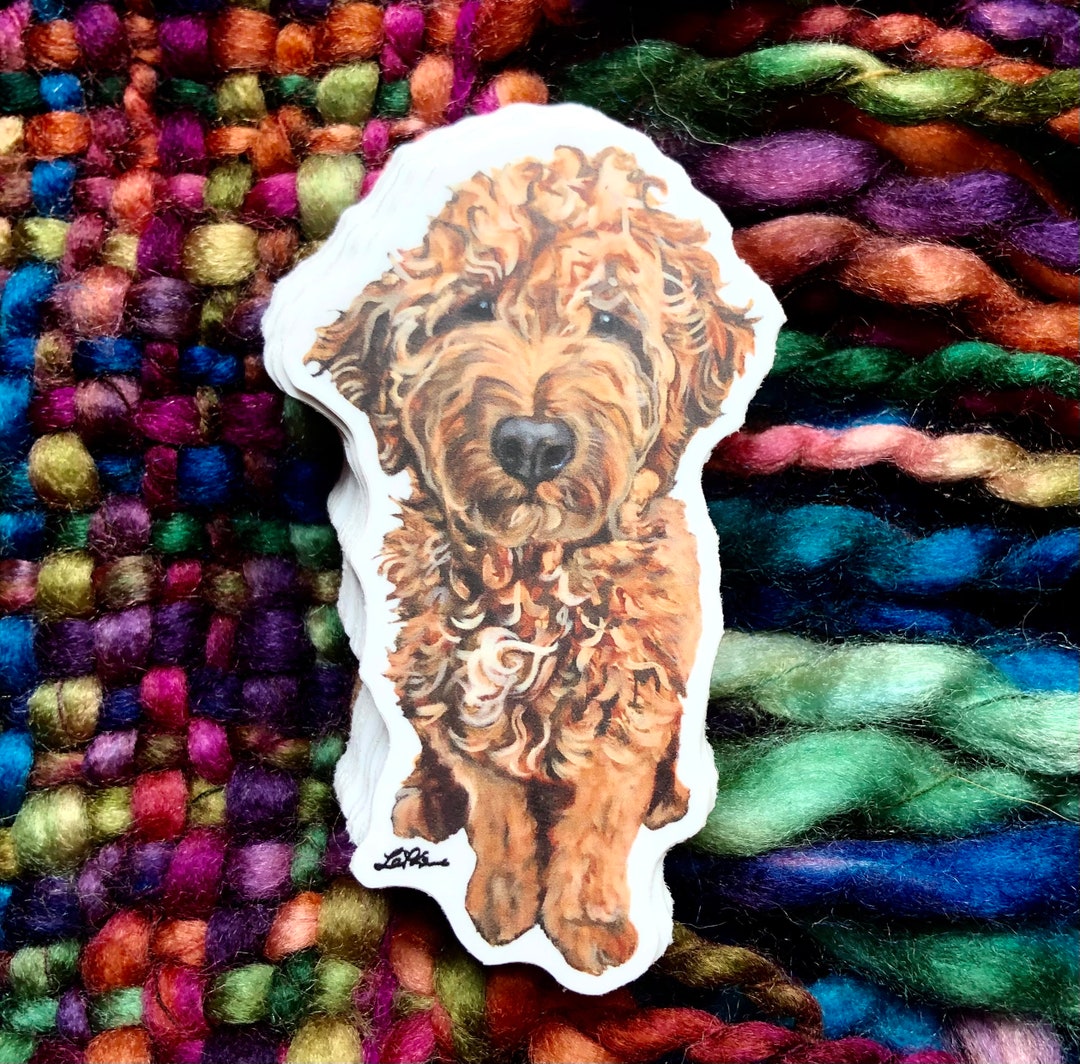 Golden Doodle Sticker, 3” Die-cut Vinyl Dog Decal, Goldendoodle Decal ...