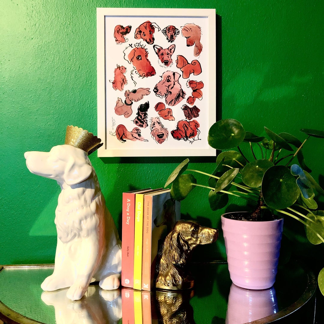 Dog Doodles Art Print With Dog Breed Theme, Strawberry Dog Blob Art ...