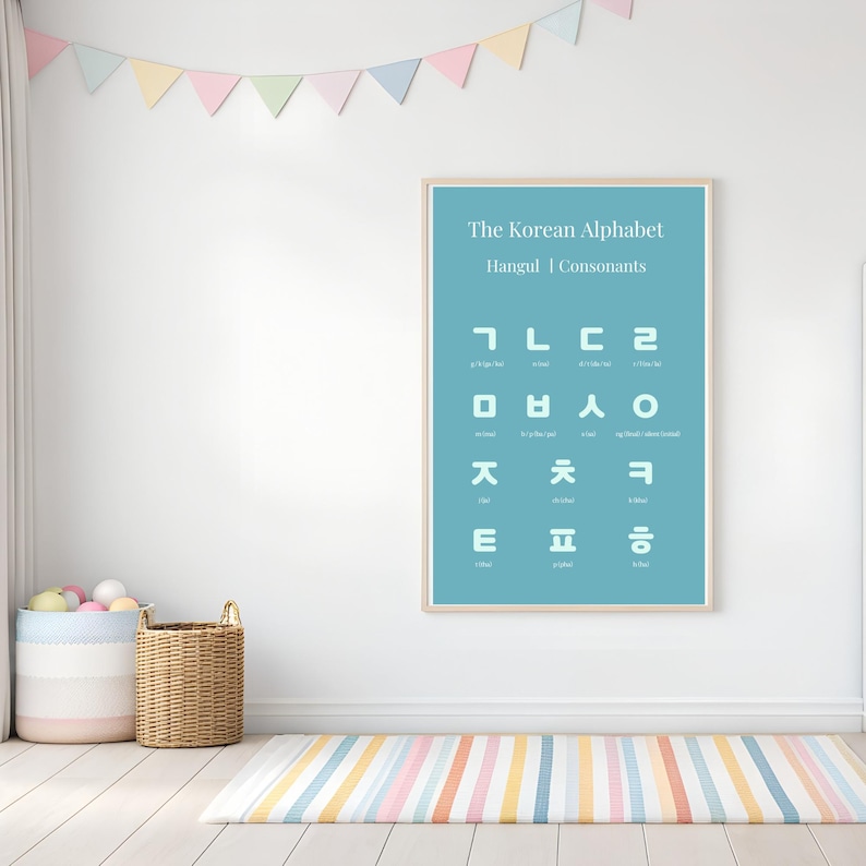 Printable Korean Alphabet Poster Set – Hangul Typography Wall Art ...