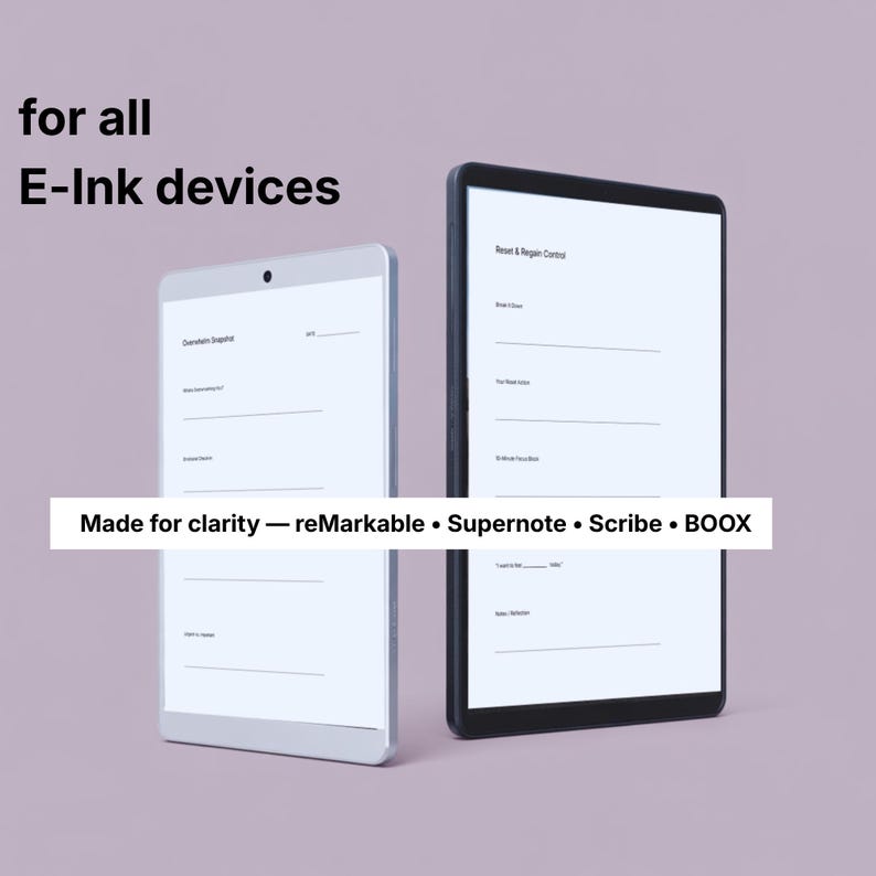 ADHD Overwhelm Reset Planner | E-ink Template for Remarkable, Supernote ...