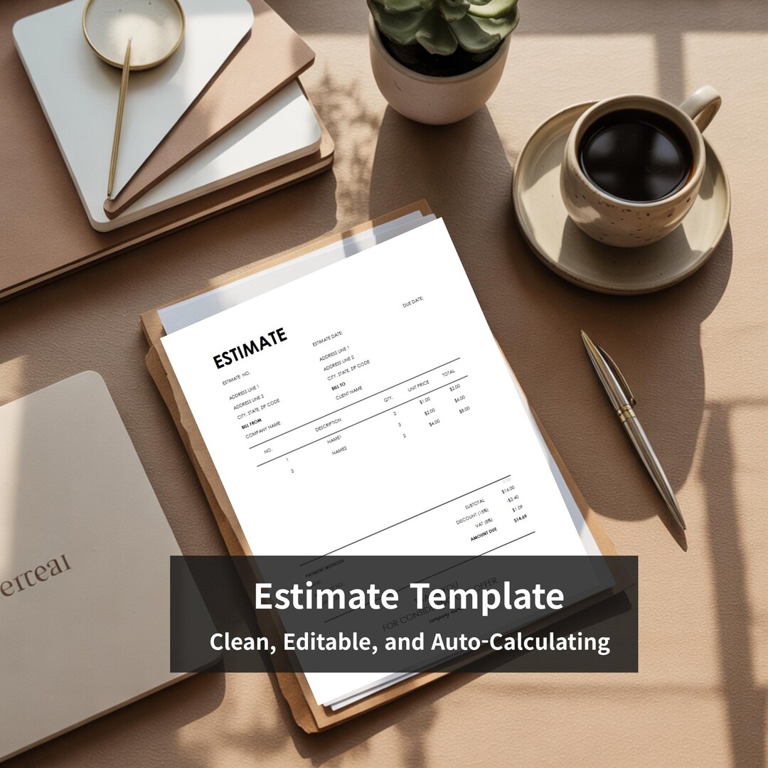 Professional Estimate Template for Excel & Google Sheets, Editable ...