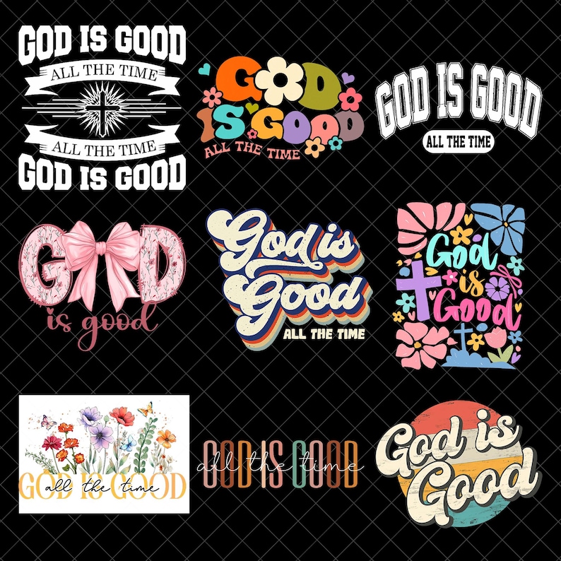 Preppy Pink God is Good All the Time Png Bundle, Christian Women Png ...