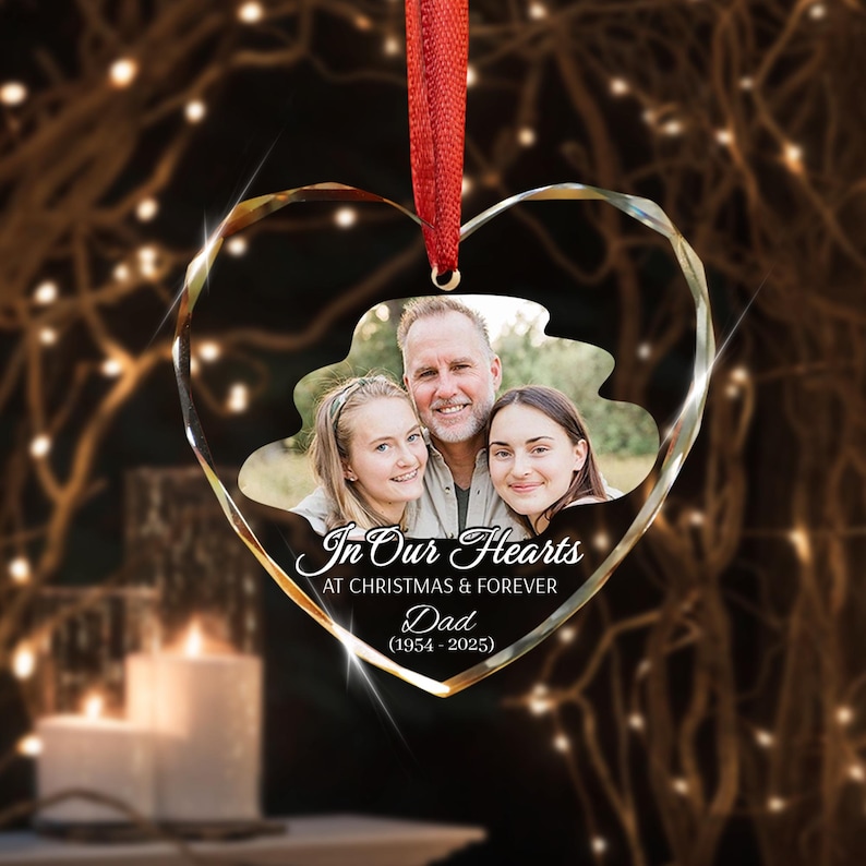 Personalised Photo Memorial Baubles, Custom Dad Mum Memorial Christmas ...