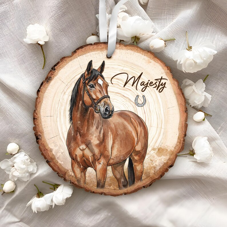Personalised Horse Portrait Baubles, Custom Watercolour Photo Horse ...
