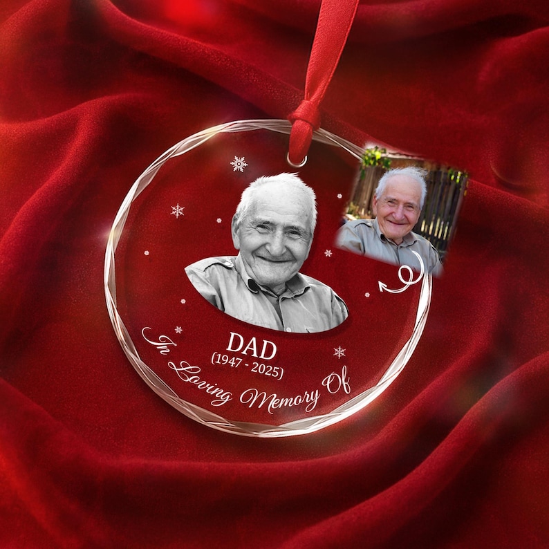 Personalized Photo Memorial Baubles, Custom Dad Mom Memorial Christmas ...